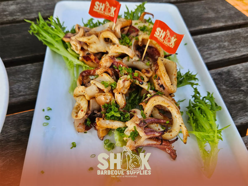 Mala Jumbo Fresh Squid | Marinated BBQ Seafood | Shiok BBQ Catering